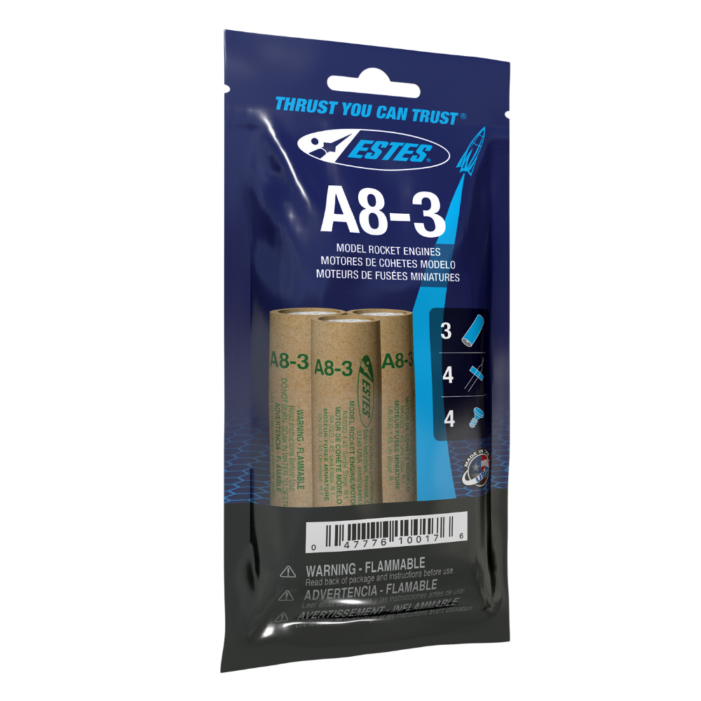 A8-3 Engines - Standard Model Rocket Engine 3-Pack | Estes Rockets