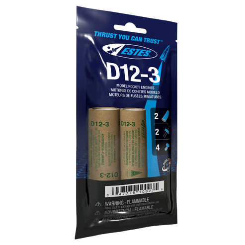 D12-3 Engines - High-Thrust Short Delay Model Rocket Motors | Estes Rockets