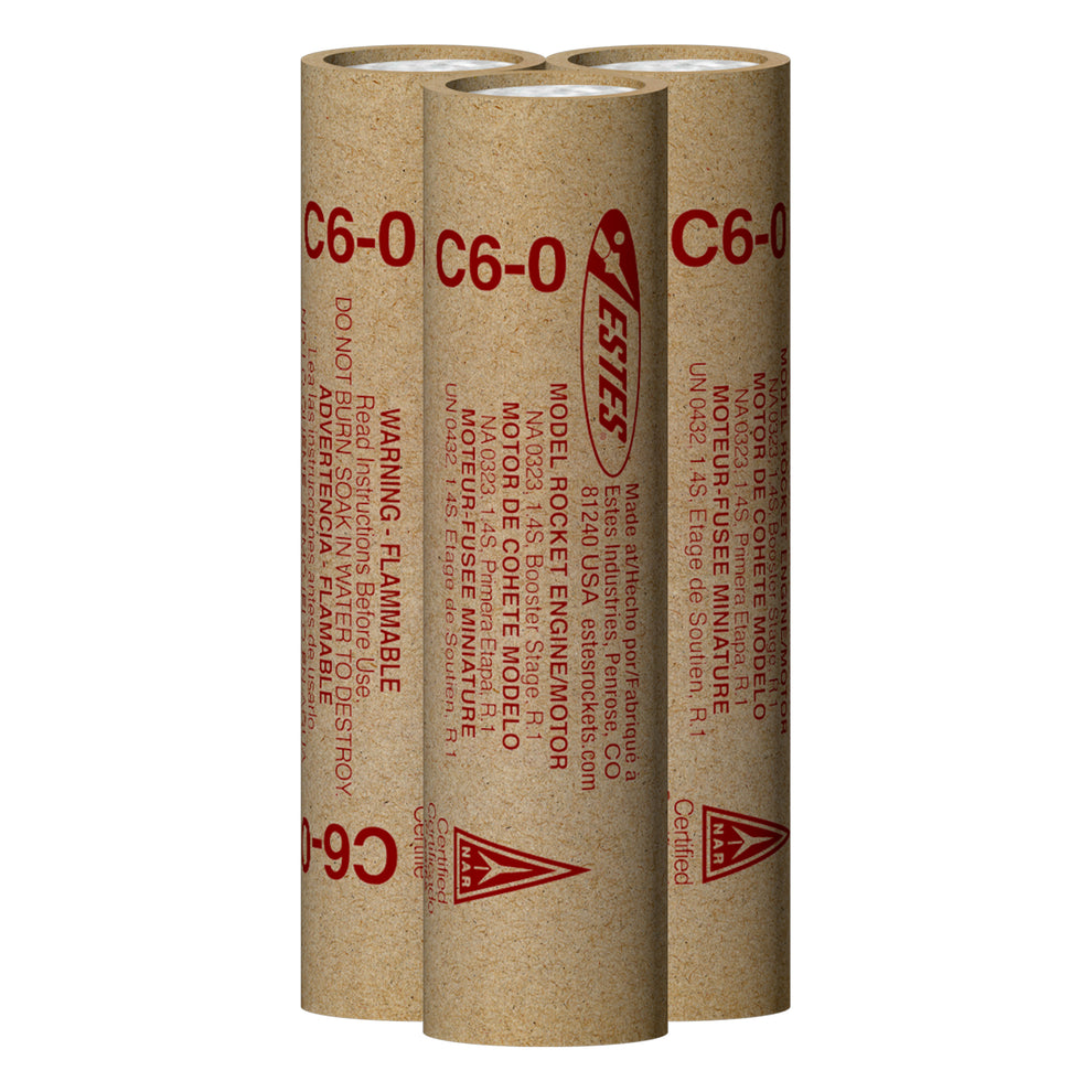 Estes C6-0 Engines - Booster Stage Model Rocket Motors | Estes Rockets