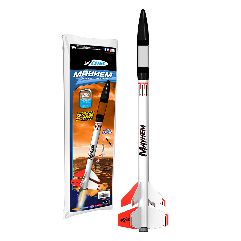 Mayhem™ Model Rocket Kit – Two-Stage Rocket for Advanced Rocketeers ...