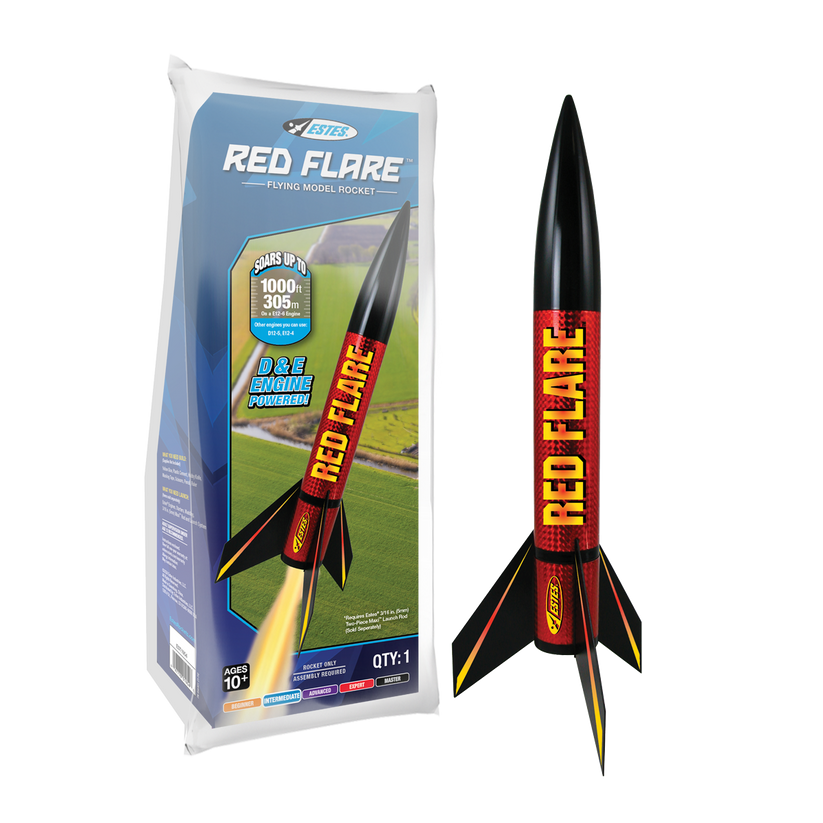 Red Flare Model Rocket Kit - Holographic Red Finish and 1000 ft Flights ...