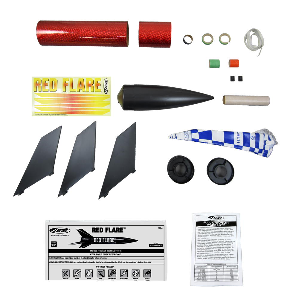 Red Flare Model Rocket Kit - Holographic Red Finish and 1000 ft Flights ...