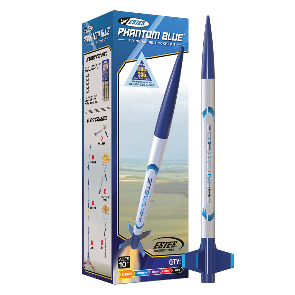 Phantom Blue™ Model Rocket Kit - Beginner Rocket That Soars 1150 Feet ...