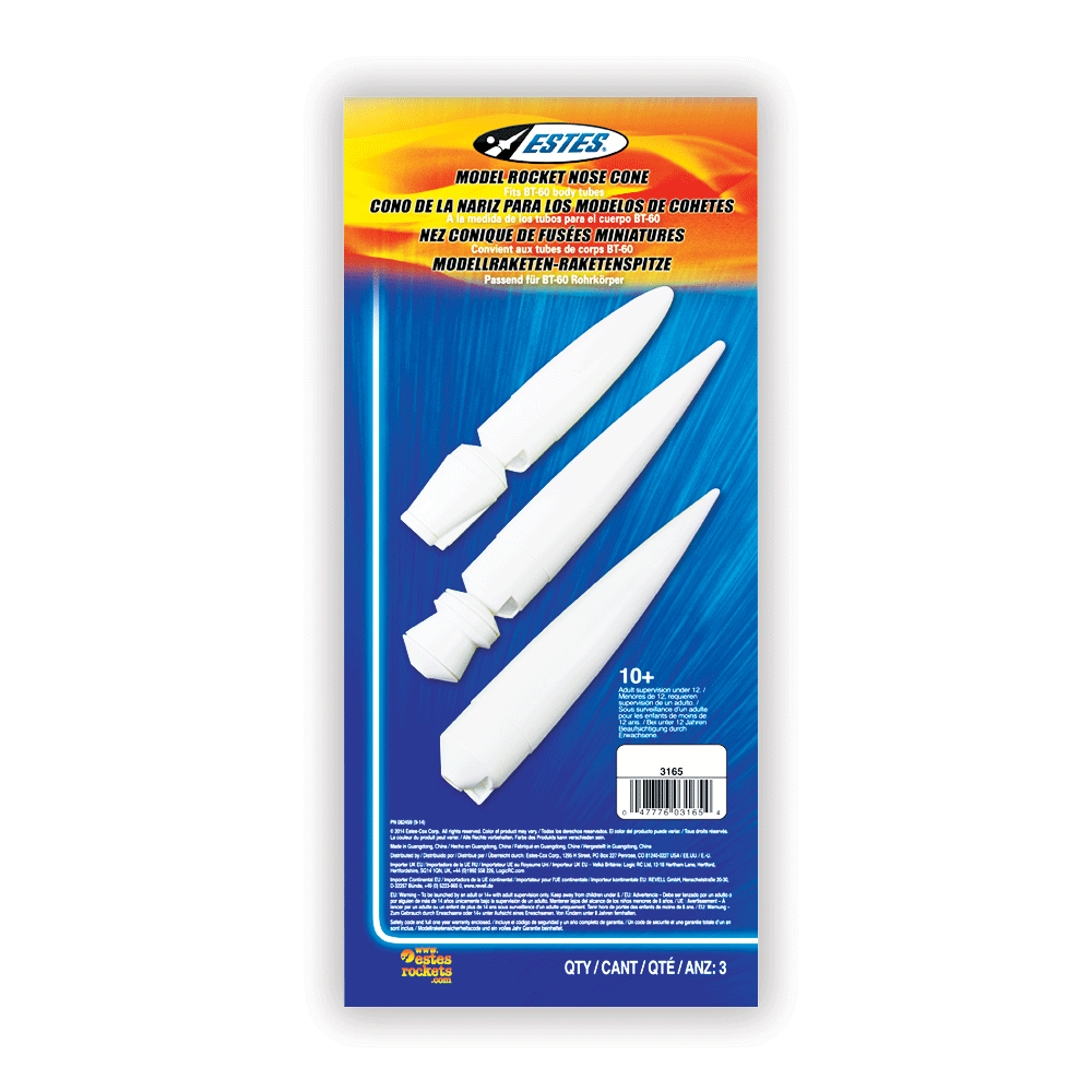 NC-60 Long Nose Cone Asst. (3 pk) | Estes Rockets